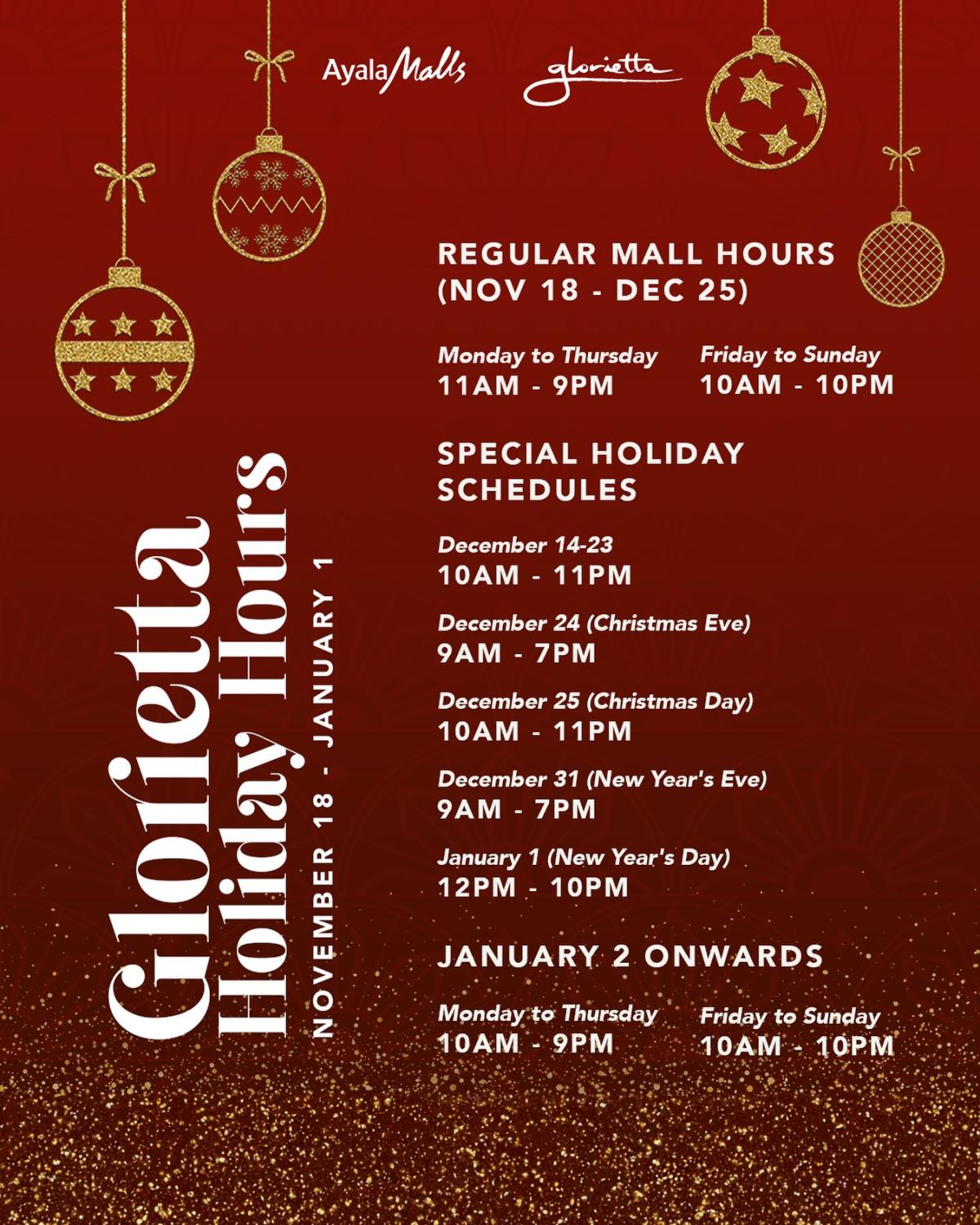 Glorietta Announces Special Holiday Mall Hours for 2024 | Mega Super ...