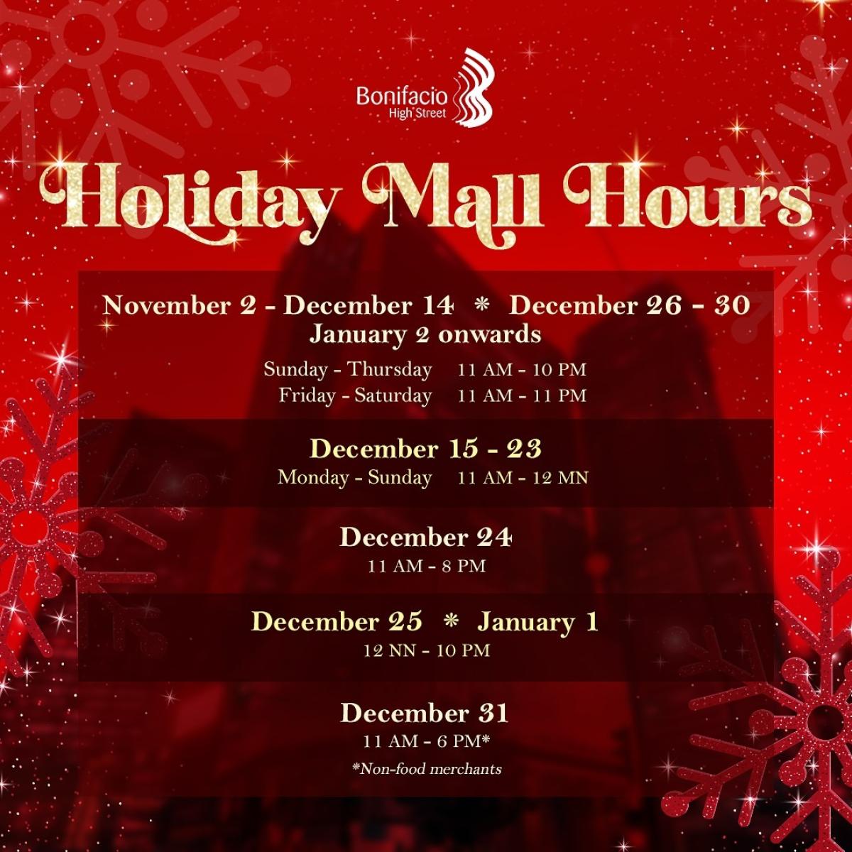 Bonifacio High Street Announces Special Holiday Mall Hours for 2024 ...